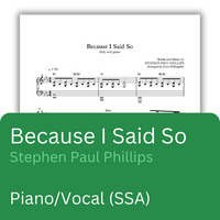 Because I Said So (Sheet Music) | Heartland Baptist Bookstore