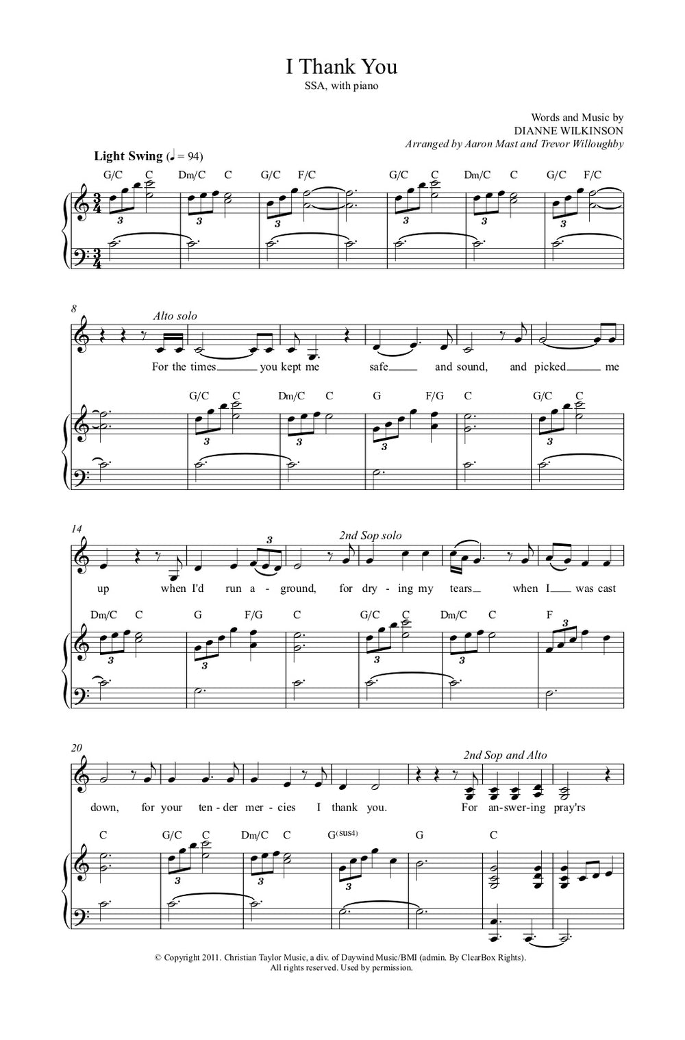 I Thank You (Sheet Music) | Heartland Baptist Bookstore