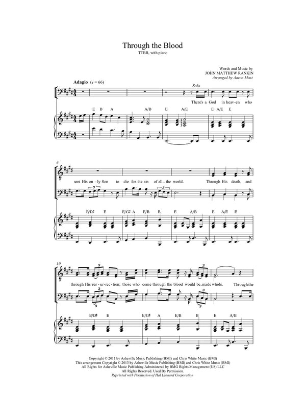 Through the Blood (Sheet Music) | Heartland Baptist Bookstore
