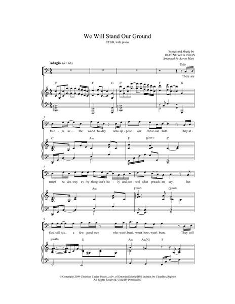 We Will Stand Our Ground (Sheet Music) | Heartland Baptist Bookstore